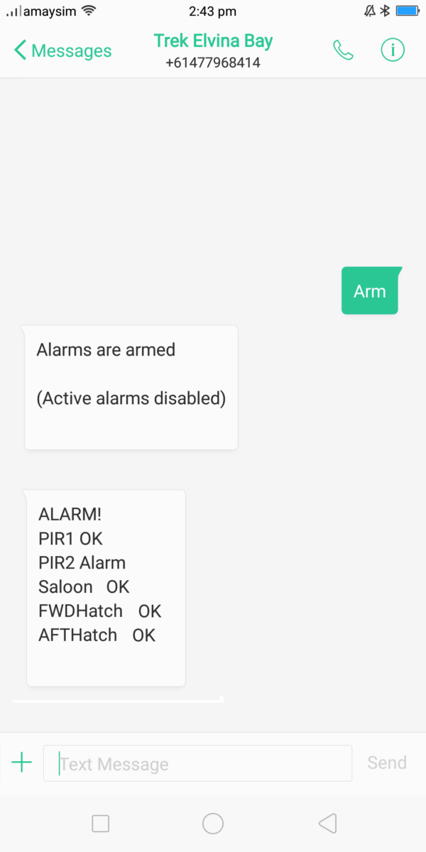 Boat Alarm SMS Examples - Trek Transponder